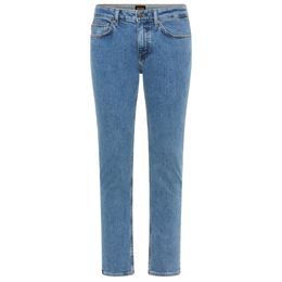 Slim-fit-Jeans BOSS Orange "DELAWARE BO", Herren, Gr. 36, L&auml;nge 34, turquoise, aqua440, Denim/Jeans, Obermaterial: 99% Baumwolle, 1% Elasthan, unifarben, slim fit, Jeans Slim-fit-Jeans, mit BOSS Leder-Badge
