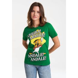T-Shirt logoshirt "Looney Tunes - Speedy Gonzales", Damen, Gr. L, gr&uuml;n, 100% Baumwolle, bedruckt, normal, Rundhals, Shirts T-Shirt, mit lizenziertem Print