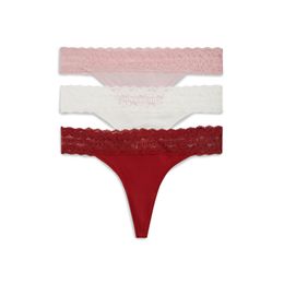 Tanga, Damen, Gr. XL (42/44), 3 Stk., bonita pink, ivory, schwarz magma, Webqualit&auml;t, Obermaterial: 95% Baumwolle, 5% Elasthan, Tommy Hilfiger Underwear, unifarben, k&ouml;rpernah, Unterhosen Tanga, K&ouml;rpernahe Passform mit elastischem Spitzenbund