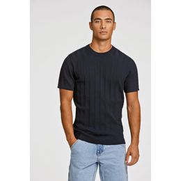 Kurzarmpullover LINDBERGH, Herren, Gr. XXL, blau (navy), Strick, Obermaterial: 70% Viskose, 30% Polyamid, unifarben, gerade h&uuml;ftbedeckend, Rundhals, B&uuml;ndchen, Pullover, mit Struktur-Muster