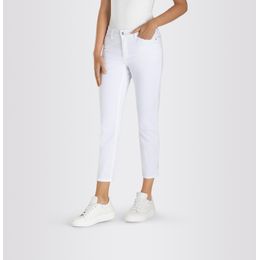 7/8-Jeans MAC "Dream Summer", Damen, Gr. 34, L&auml;nge 28, wei&szlig; (wei&szlig; denim), Denim/Jeans, Obermaterial: 75% Baumwolle, 12% Modal, 9% Polyester, 4% Elasthan, figurbetont kn&ouml;chelfrei, Jeans, verk&uuml;rzt mit Schlitz am Saum