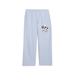 Sporthose Puma "Sporty Cats Relaxed Jogginghose Kinder", M&auml;dchen, Gr. 110, Normalgr&ouml;&szlig;en, snow mountain blau, Obermaterial: 68% Baumwolle, 32% Polyester. Tasche &ndash; Oben: 100% Baumwolle, bedruckt, relaxed fit, Hosen Sporthose