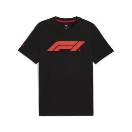 T-Shirt Puma "F1 Essentials Logo T-Shirt Herren", Herren, Gr. S, schwarz, Obermaterial: 100% Baumwolle. Rippe: 30% Polyester, 70% Baumwolle, clean, regular fit, Rundhals, Shirts T-Shirt