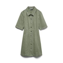 V&eacute;ro Moda Jeanskleid VERO MODA "VMDAISY 2/4 SHORT DENIM DRESS NOOS", Damen, Gr. XS, N-Gr, laurel wreath detail:washed, Denim/Jeans, Obermaterial: 100% Baumwolle, unifarben, kurz, Kleider, Baumwolle