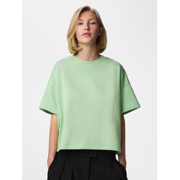 Sweatshirt Pieces "PCCHILLI SUMMER 2/4 LOOSE SWEAT NOOS BC", Damen, Gr. L, sprucestone, Sweatware, Obermaterial: 50% Baumwolle, 50% Polyester, unifarben, loose fit kurz, Rundhals, Sweatshirts Sweatshirt