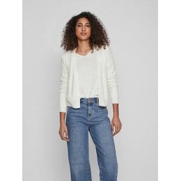 Cardigan Vila "VIRIL SHORT L/S KNIT CARDIGAN-NOOS", Damen, Gr. XS, wei&szlig; (wei&szlig; alyssum), Feinstrick, Obermaterial: 50% Viskose, 27% Nylon, 23% Polyester, unifarben, regular fit normal, V-Ausschnitt, Rippstrickb&uuml;ndchen, Strickjacken, Materialmix, regular fit, Topseller