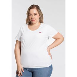 LEVI'S&reg; PLUS V-Shirt LEVI'S PLUS "V NECK TEE", Damen, Gr. XL (46/48), wei&szlig;, Jersey, Obermaterial: 100% Baumwolle, figurumspielend h&uuml;ftlang, V-Ausschnitt, Shirts, Figurumspielende Passform