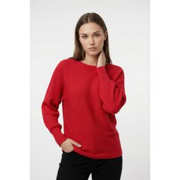 Strickpullover Only CARMAKOMA "CARNEW ADALINE LIFE L/S PULLOVER KNT", Damen, Gr. M, high risk rot, Strick, Obermaterial: 80% Viskose, 20% Nylon, unifarben, normal normal, Rundhals, Pullover Strickpullover, Viskosemischung