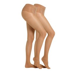 Feinstrumpfhose Camano "Strumpfhose 2er Pack", Damen, Gr. 38/40, beige (make up), 83% Polyamid, 17% Elasthan, , Strumpfhosen Feinstrumpfhose