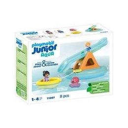Playmobil 71687 Junior Aqua: Badeinsel mit Wasserrutsche, Konstruktionsspielzeug