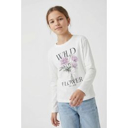 Langarmshirt name it "NKFVOTEA LS NREG TOP", Jungen, Gr. 116, cloud dancer print:wild flower, Jersey, Obermaterial: 100% Baumwolle, bedruckt, unifarben, normal normal, Rundhals, Shirts Langarmshirt