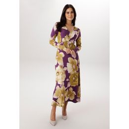 Damen Midikleidlila, oliv, altrosa, khaki, sanftes wei&szlig;, Gr. 42, Aniston SELECTED, bedruckt, gebl&uuml;mt, Jersey, Obermaterial: 95% Viskose, 5% Elasthan,