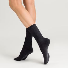Socken Hudson "RELAX COTTON", Damen, Gr. 35-38, grau, meliert, Baumwollmischung, normal, Socken Socken, druckfreier Relax-Komfortbund