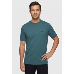 Rundhalsshirt BOSS Green "Tee", Damen, Gr. XL, open gr&uuml;n356, Single Jersey, Obermaterial: 95% Baumwolle, 5% Elasthan, regular fit h&uuml;ftlang, Rundhals, eng eingefasste Kante, Shirts Rundhalsshirt, mit gummiertem Kontrast-Logo