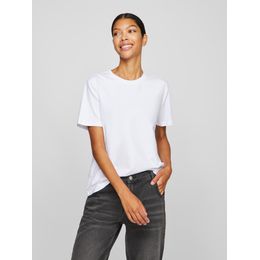 Kurzarmshirt Vila "VINORA S/S T-SHIRT - NOOS", Damen, Gr. XL, wei&szlig; (hellwei&szlig;), Jersey, Obermaterial: 96% Baumwolle, 4% Elasthan, unifarben, regular fit normal, Rundhals, Shirts, Baumwollmischung, regular fit