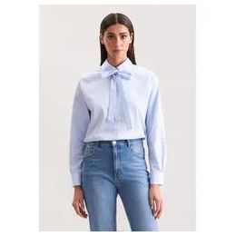 Schluppenbluse Seidensticker, Damen, Gr. L40, blau (hellblau), 100% Baumwolle, gestreift, regular fit, ohne Ausschnitt, Blusen Schluppenbluse, 1/1 Kragen Gestreift