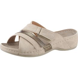Damen Pantolette in komfortabler Weite H beige, Gr&ouml;&szlig;e 39