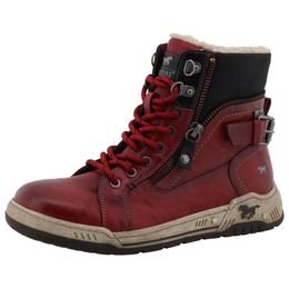Winterboots Mustang Shoes "Ihana", Damen, Gr. 37, rot (dunkelrot), Lederimitat, Textil, Schuhe Winterboots, High Top Sneaker, Winterboots mit Warmfutter und TEX
