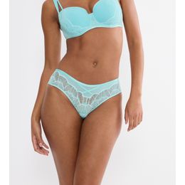 Hipster Triumph "Palina Moonlight Kiss", Damen, Gr. 42, capri blau, Spitze, Obermaterial: 87% Polyamid, 11% Elasthan, 2% metallisierte Fasern, k&ouml;rpernah, Unterhosen, Triumph x Palina Rojinski, zarte Spitze