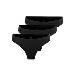 T-String Only "ONLTRACY BONDED THONG NOOS 3-PK", Damen, Gr. L (40), 3 Stk., schwarz, Jersey, Obermaterial: 75% Nylon, 25% Elasthan, unifarben, k&ouml;rpernah, Unterhosen