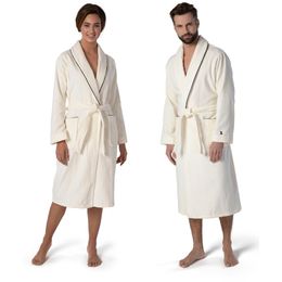 M&ouml;ve Unisex-Bademantel M&Ouml;VE "Schalkragen Velours, ideal f&uuml;r Sauna & Spa, Hotelbademantel" Gr. XL, wei&szlig; (ivory), L:125cm, Velours, Hausm&auml;ntel, edel gestalteter Saum