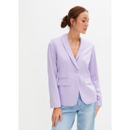 Jackenblazer bonprix, Damen, Gr. 44, hellviolett, Obermaterial: 95% Polyester, 5% Elasthan. Futter: 100% Polyester, schmal, Blazer, eleganter Look, schmale Passform, aus Polyester und Elasthan