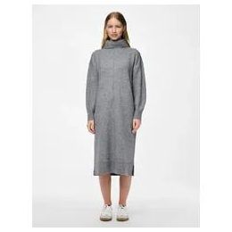 Strickkleid Pieces "PCMALOU LS ROLLNECK KNIT DRESS NOOS BC", Damen, Gr. S (36), N-Gr, grau (medium grau melange), Strick, Obermaterial: 65% Polyester, 17% Polyacryl, 10% Nylon, 5% Wolle, 3% Elasthan, meliert, unifarben, regular fit wadenlang, Rippstrickb&uuml;ndchen, Kleider Strickkleid