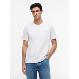 V-Shirt Tommy Hilfiger "ESSENTIAL V-NECK", Herren, Gr. L, wei&szlig;, Single Jersey, Obermaterial: 100% Baumwolle, regular fit normal, V-Ausschnitt, Shirts V-Shirt, unifarben, casual, regular fit, Baumwolle