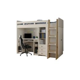 M&ouml;bel Kraft Hochbett mit Kleiderschrank und Schreibtisch beige Ma&szlig;e (cm): B: 204 H: 160 &raquo; M&ouml;bel Kraft