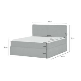 Boxi Boxspringbett 160 x 200 cm Boxi grau Ma&szlig;e (cm): B: 160 H: 125 &raquo; M&ouml;bel Kraft