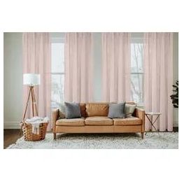 Gardine HOME BASICS "SOFTY" Gr. 2, rosa (ros&eacute;), B:140cm H:225cm, Leinenstruktur, Polyester, Gardinen, Gardine, &Ouml;senschal Leinenstruktur SOFT