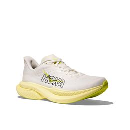 Laufschuh Hoka One One "MACH 6", Damen, Gr. 38,5, wei&szlig;, neon hoka citrus, Synthetik, Textil, mehrfarbig, Schuhe Laufschuh, mit Super-Critical-Foaming-Technologie