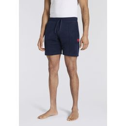 Shorts HUGO UNDERWEAR "Terrence", Damen, Gr. M (50), N-Gr, dunkelblau 410, Web, Obermaterial: 35% Baumwolle, 35% Modal, 30% Polyester, normal kniefrei, Hosen Shorts, mit elastischem Bund