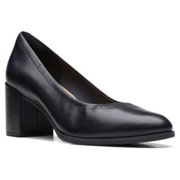 Pumps Clarks "Freva 55", Damen, Gr. 41,5, schwarz, Leder, unifarben, Schuhe Pumps, Business Schuh mit Lederfu&szlig;bett
