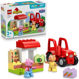 Konstruktionsspielsteine Lego "Traktor und Marktstand (10468), Lego DUPLO Peppa Pig", bunt, Spielbausteine, Kinder, Kunststoff, Konstruktionsspielsteine