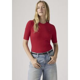 Levi's T-Shirt LEVI'S "LUCA SLIM TEE", Damen, Gr. M (38), urban rot rib knit, Jersey, Obermaterial: 96% Baumwolle, 4% Elasthan, unifarben, slim fit h&uuml;ftlang, Rundhals, Shirts T-Shirt, Slim Fit, Topseller