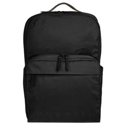Tagesrucksack Bugatti "LEGERE", Herren, Gr. B/H/T: 30cm x 43cm x 15cm, onesize, schwarz, Kunstfaser, unifarben, Rucks&auml;cke Tagesrucksack