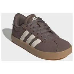 Sneaker Adidas SPORTSWEAR "VL COURT 3.0", M&auml;dchen, Gr. 32, earth strata, chalk wei&szlig;, gum 3, Leder, Synthetik, Schuhe Sneaker, inspiriert vom Design des Adidas samba, f&uuml;r Kinder & Jugendliche