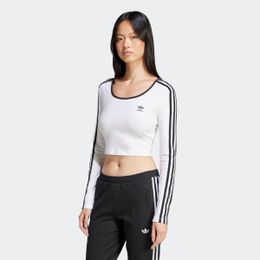 Langarmshirt adidas originals "3S LS CROP", Damen, Gr. XXL, wei&szlig;, Obermaterial: 93% Baumwolle, 7% Elasthan, normal, tiefer Rundhals, Shirts Langarmshirt, schmaler und k&uuml;rzerer Schnitt, mit langen &Auml;rmeln, aus Baumwolle
