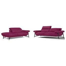 Sofa Egoitaliano "Anais, Design mit hohem Sitzkomfort, Fu&szlig;farbe schattengrau", pink (fuchsia), Sofas, Luxus-Microfaser, Ottomane Armlehne rechts, Set, Kopfteil verstellbar, Luxus-Microfaser, fuchsia