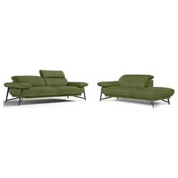 Sofa Egoitaliano "Anais, Design mit hohem Sitzkomfort, Fu&szlig;farbe schattengrau", gr&uuml;n (kiwi), Sofas, Luxus-Microfaser, Ottomane Armlehne links, Set, Kopfteil verstellbar, Luxus-Microfaser, kiwi