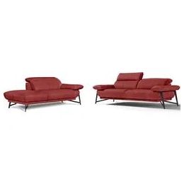 Sofa Egoitaliano "Anais, Design mit hohem Sitzkomfort, Fu&szlig;farbe schattengrau", rot (marsala), Sofas, Luxus-Microfaser Lederoptik, Ottomane Armlehne rechts, Set, Kopfteil verstellbar, Luxus-Microfaser Lederoptik, marsala