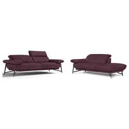Sofa Egoitaliano "Anais, Design mit hohem Sitzkomfort, Fu&szlig;farbe schattengrau", lila (plum), Sofas, Luxus-Microfaser, Ottomane Armlehne links, Set, Kopfteil verstellbar, Luxus-Microfaser, plum