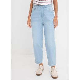 bonprix Barrel-Jeans High Waist Bio-Baumwolle, blau, Gr.50, Barrel Jeans im 5 Pocket Style, 98% Baumwolle (organic)