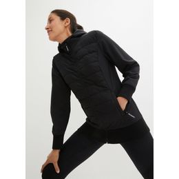 bonprix wasserabweisende hybrid Steppjacke mit Materialmix, schwarz, Gr.50, Winddichte &Uuml;bergangsjacke mit Rei&szlig;verschlusstaschen und softer Innenseite, bequem geschnitten