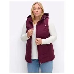 Steppweste sheego, Damen, Gr. 44, burgund, 100% Polyester, Wattierung:100% Polyester, unifarben, Westen Steppweste