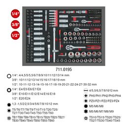 KS Tools 1/4"+3/8"+1/2" Steckschl&uuml;ssel-Satz, 195-tlg. in 1/1 Systemeinlage (711.0195)
