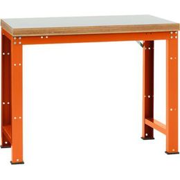 Manuflex Werkbank Profi Standard, Tischplatte Kunststoff B 1250 x T 700, rotorange