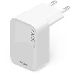 Hama 201954 Schnellladeger&auml;t GaN 30W 2X USB-C faltbar Wei&szlig;