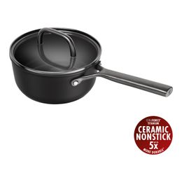 Zwilling Milano Stieltopf mit Glasdeckel 18 cm, Aluminium, Schwarz